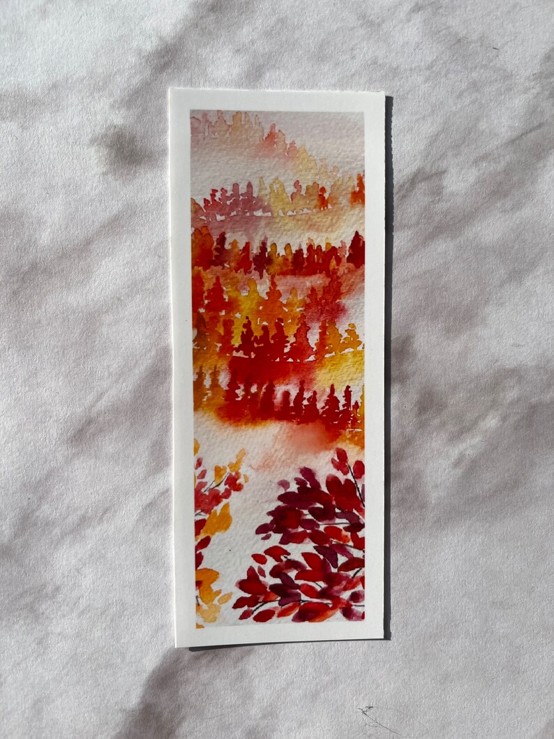 Autumn / Fall Leaves Landscape Watercolor Bookmarks 4-pack - Etsy