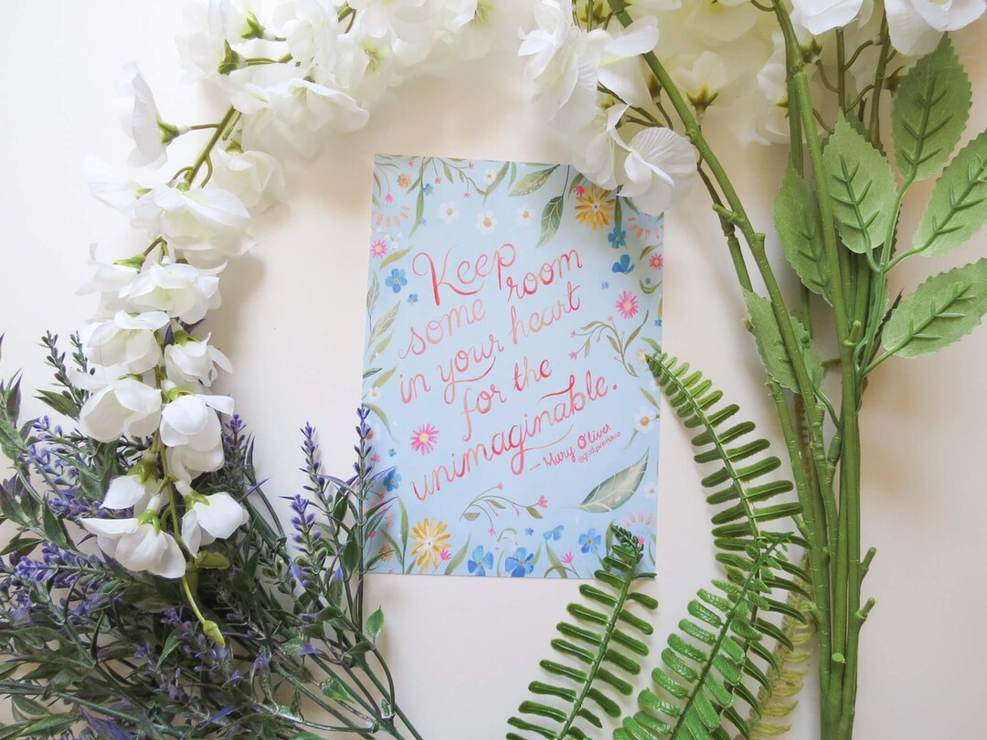 Keep Some Room Mary Oliver Art Print • Whimsical Floral Poem Mary ...