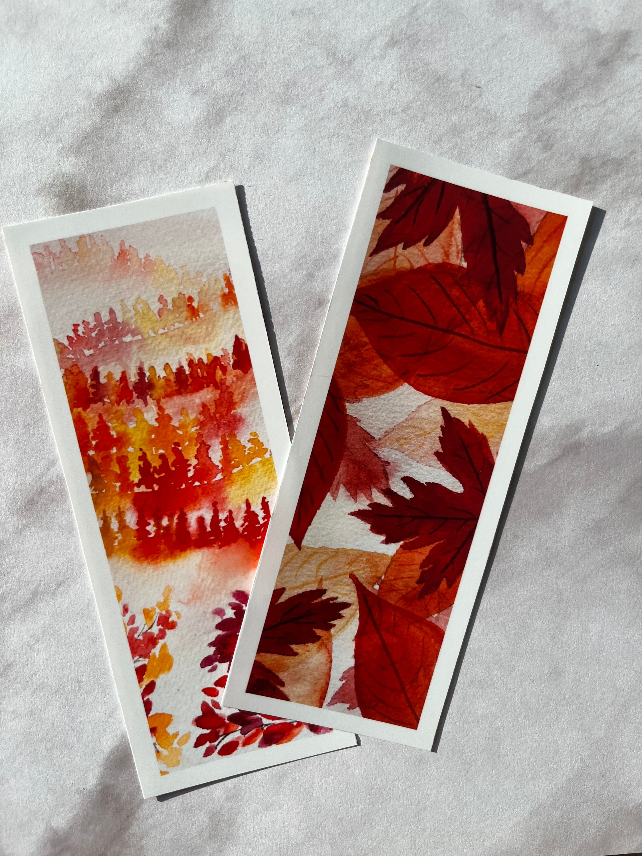 Autumn / Fall Leaves Landscape Watercolor Bookmarks 4-pack - Etsy