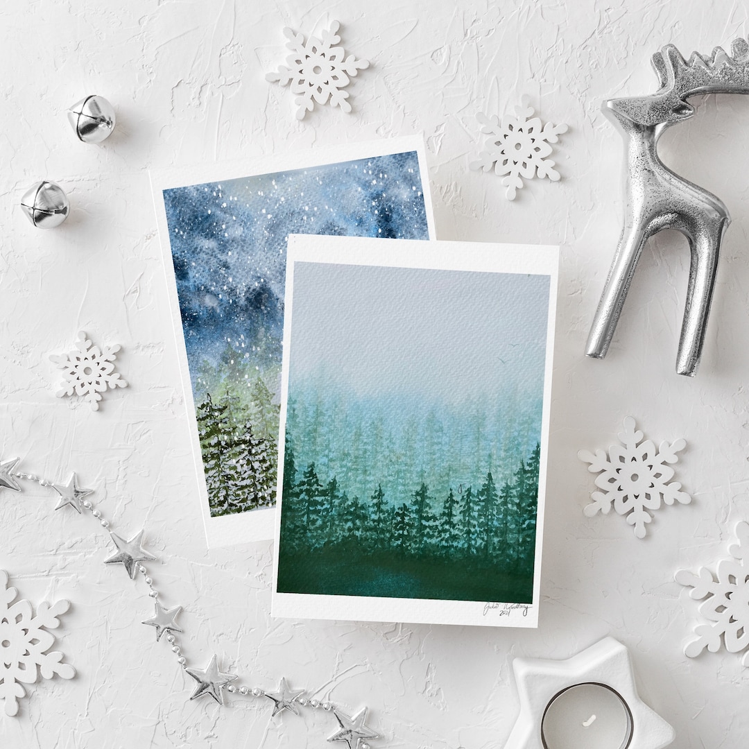 Pair of Watercolor Forest Card Set With Your Choice of Envelopes. Sold ...