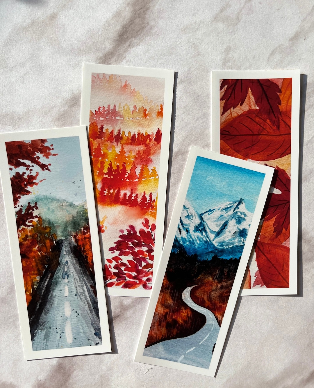 Autumn / Fall Leaves Landscape Watercolor Bookmarks 4-pack - Etsy