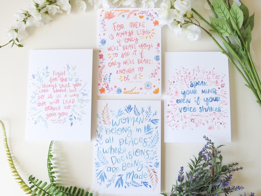 Feminist Empowerment Quote Cards 5×7 – Packs of 4/8/12, Blank Inside ...