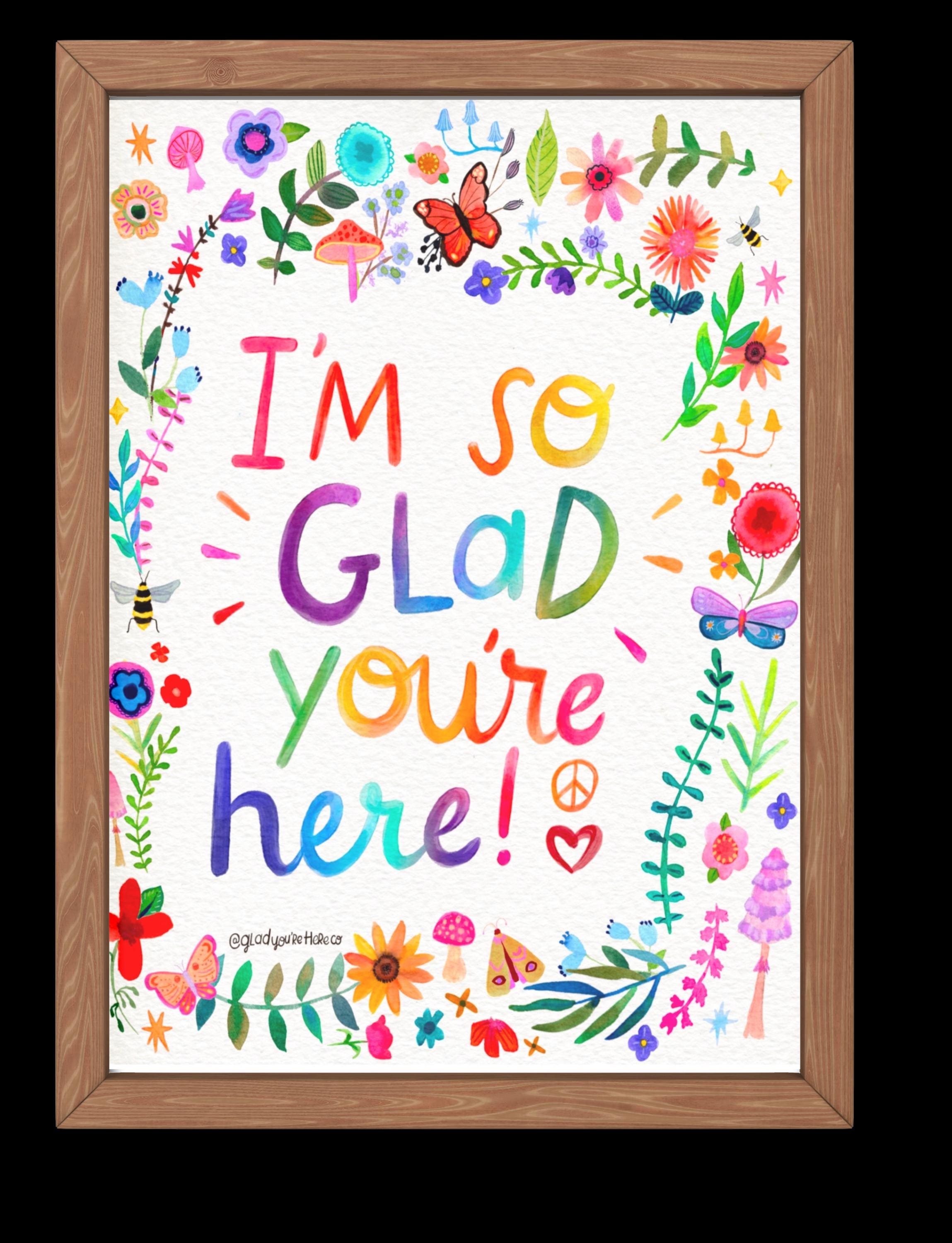I"m so Glad You're Here| Rainbow Printable Wall Art - Downloadable ...