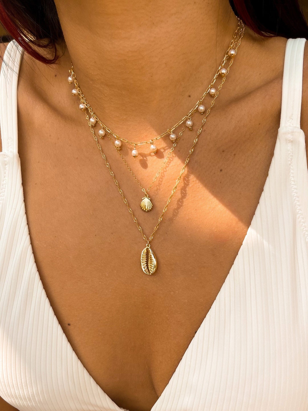 Gold Filled Sea Shell Necklace, Beach Summer Jewelry, Jewelry Gift for ...