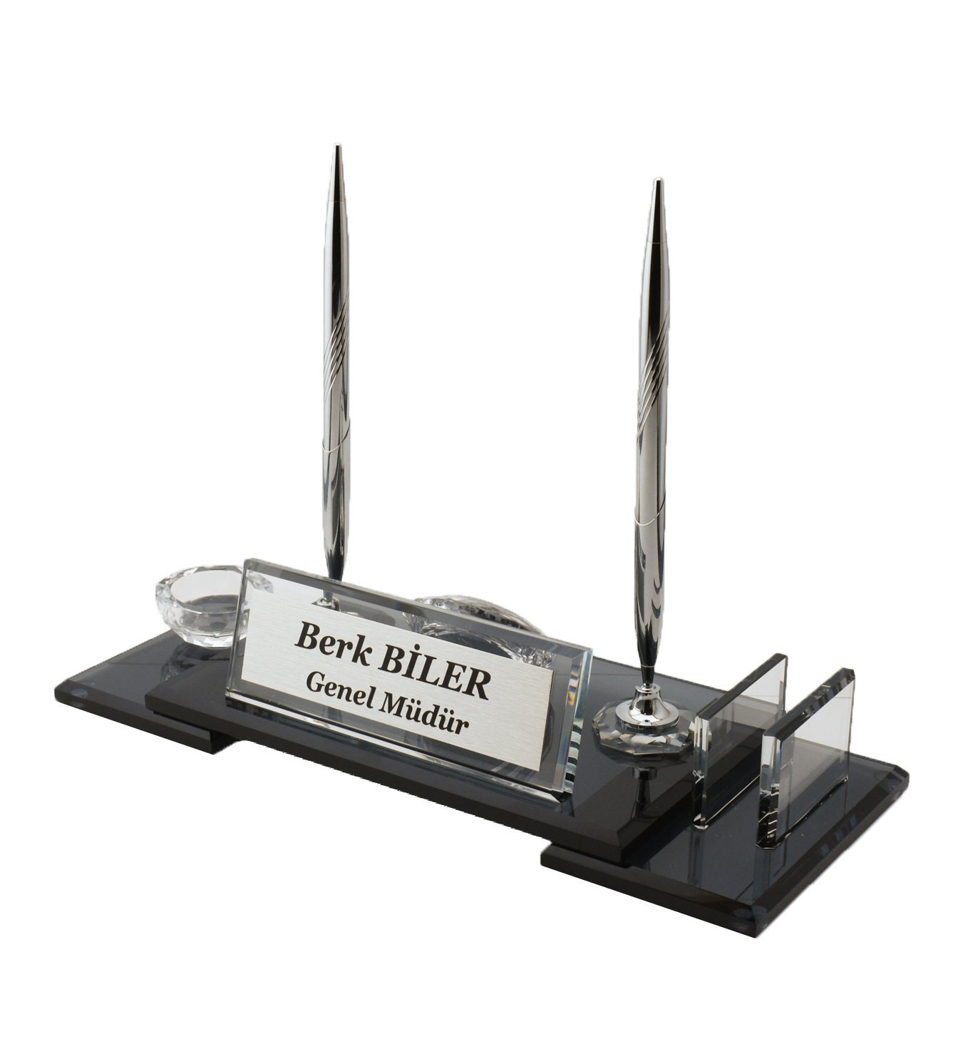 Personalised Glass Desk Name Plate, Custom Office Name Sign, Glass ...