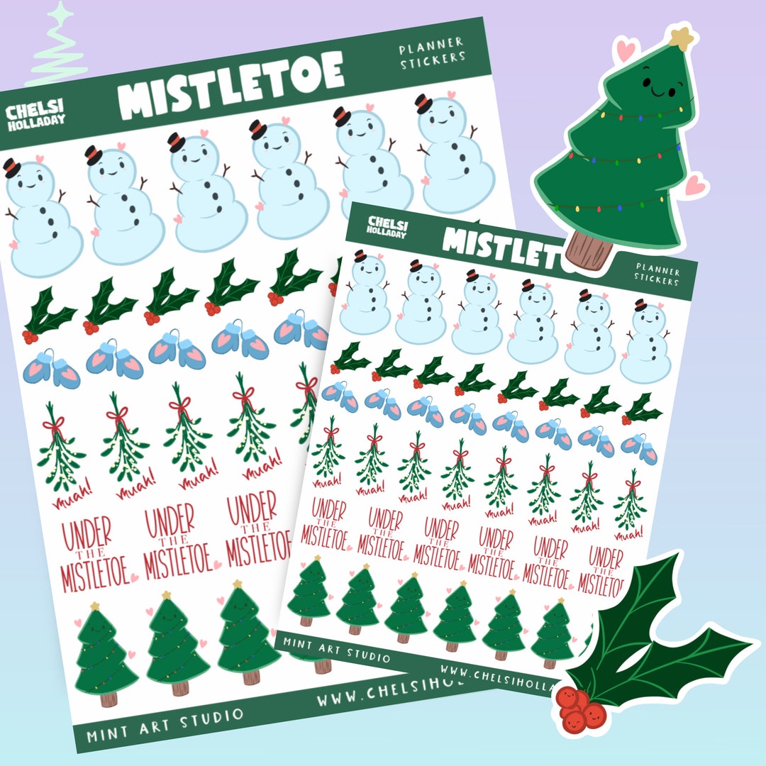 Mistletoe Sticker Sheet Christmas Sticker Sheets - Etsy