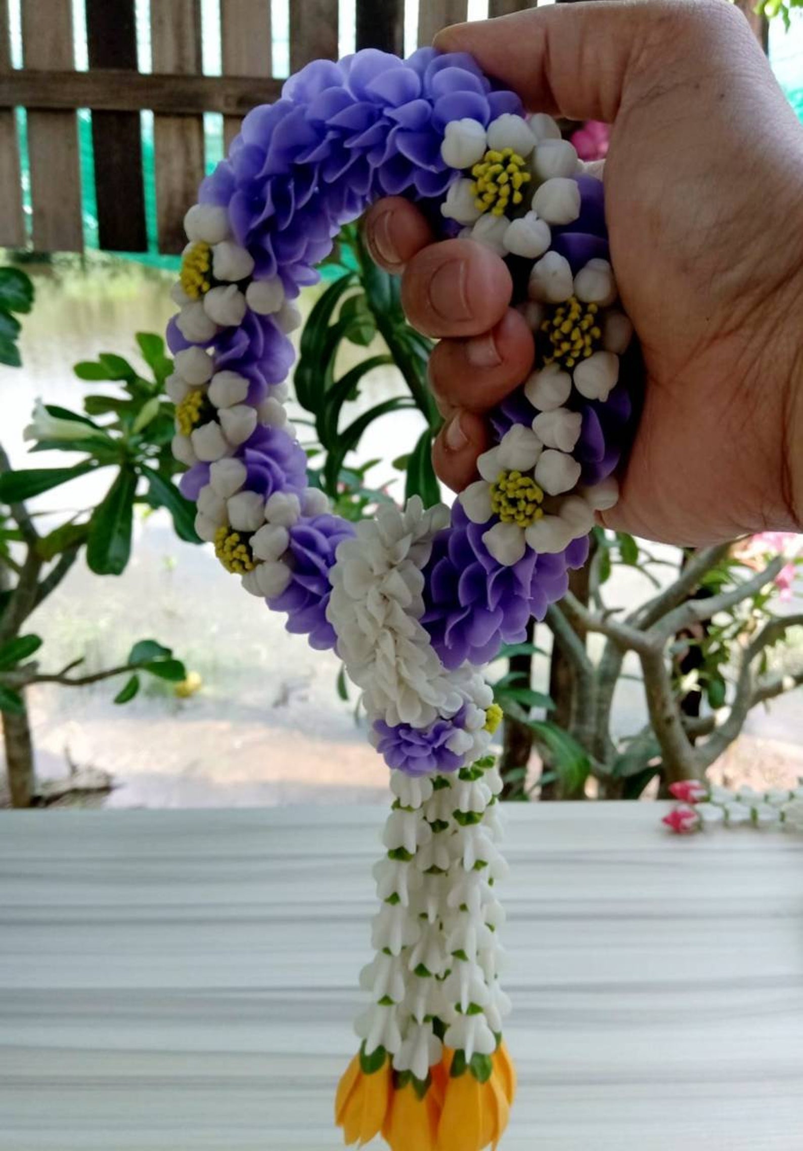 Vintage flower garland thai malai clay handmade art thai | Etsy