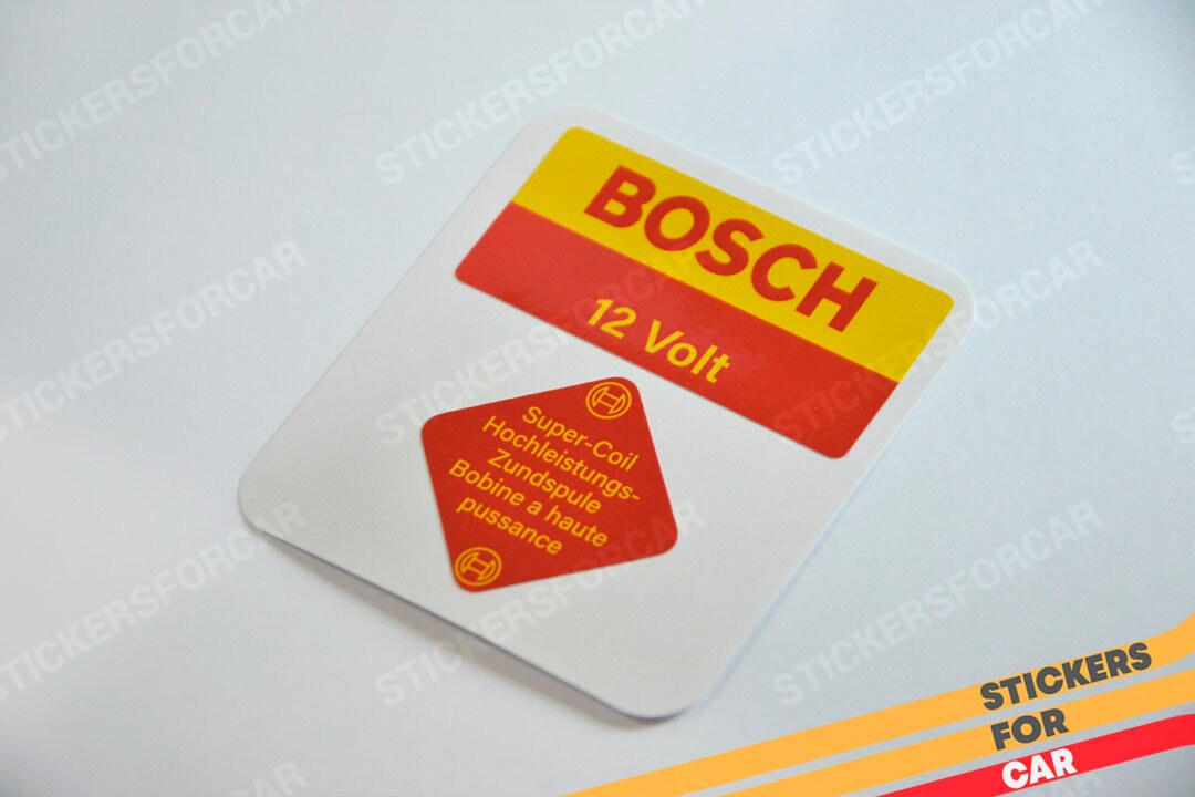 Bosch 12V Blue Coil Decal Fits BMW VW Volkswagen, Porsche Beetle Karmon ...