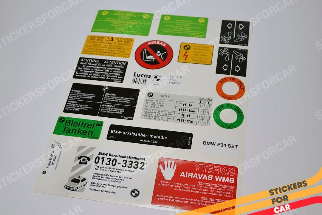 BMW E34 - 19 Decals Stickers Set Restoration Aufkleber - Etsy