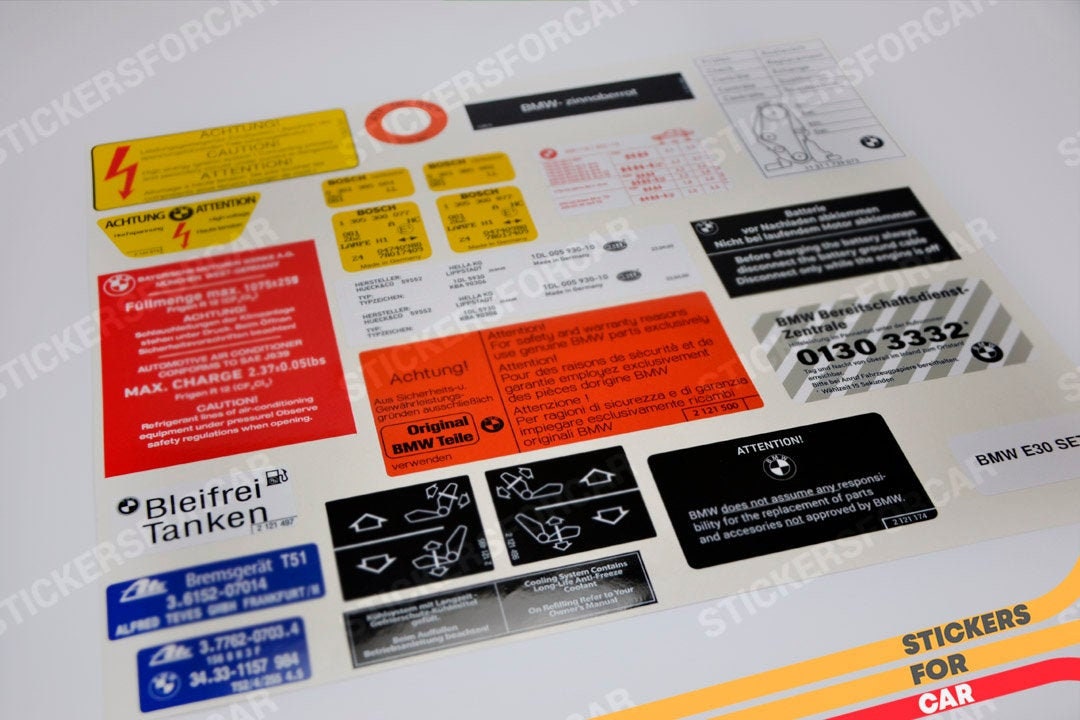 BMW E30 - 17 Decals Stickers Set RESTORATION AUFKLEBER - Etsy