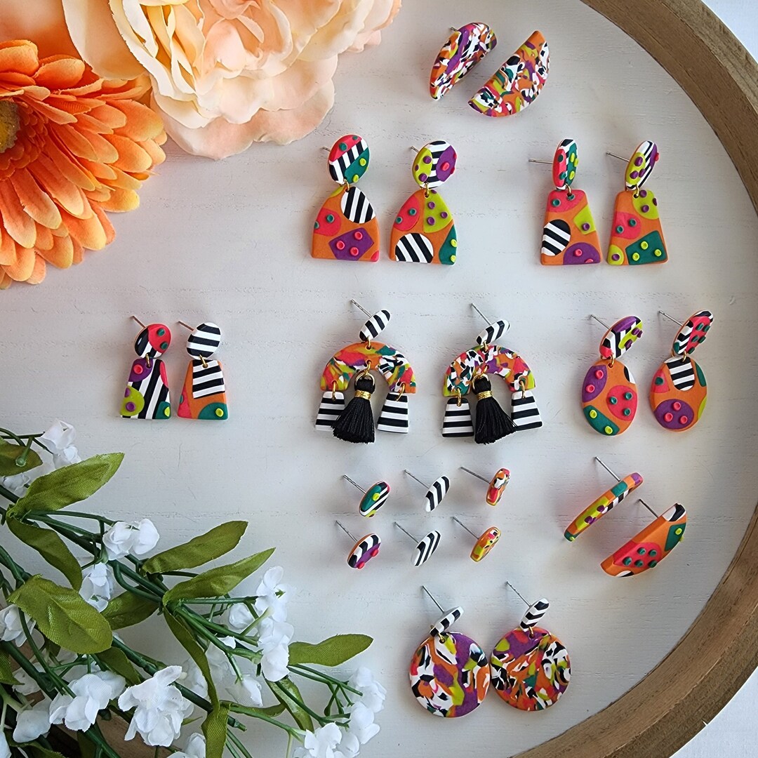 90's Throwback Collection | Handmade Polymer Clay Earrings | Clay Tree ...