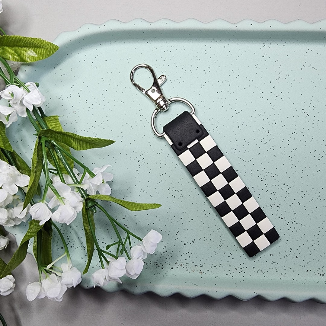 Black and White Checker Keychain | Handmade Polymer Clay Keychain ...