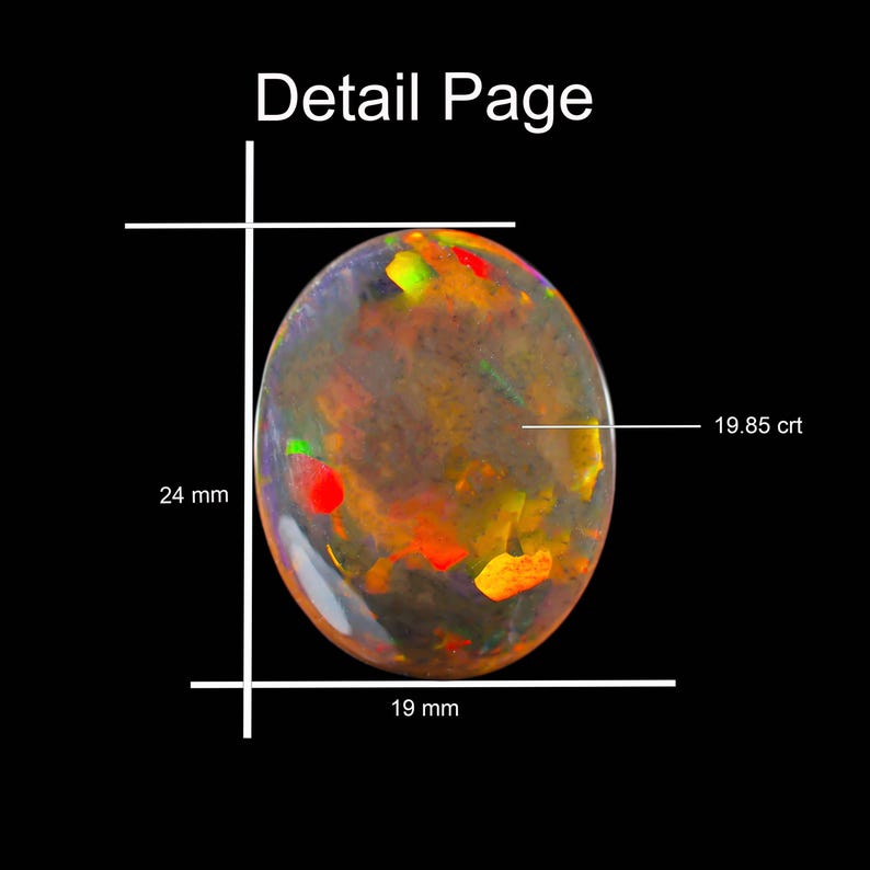 19.85 Ct Ethiopian Fire Opal Oval Cabochon: Rare Black Opal Gemstone ...