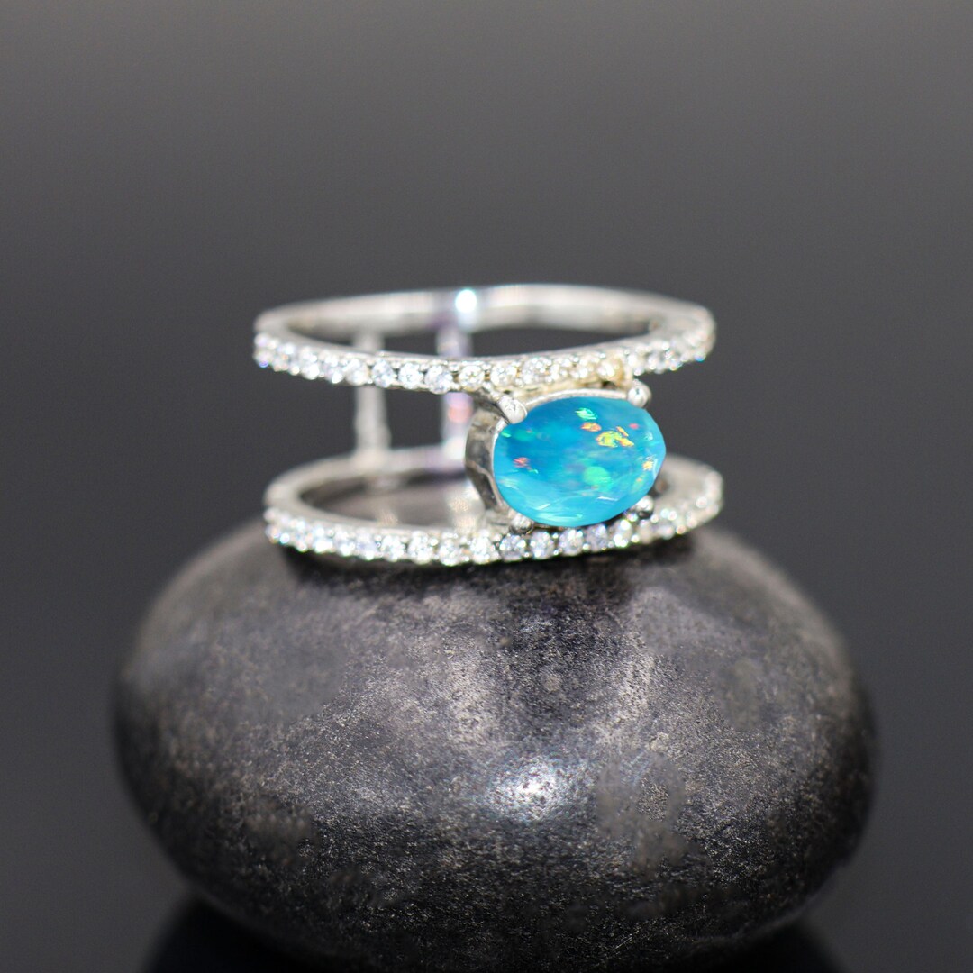 Paraiba Opal Engagement Design Ring for Women : 925 Silver Ring Vintage ...