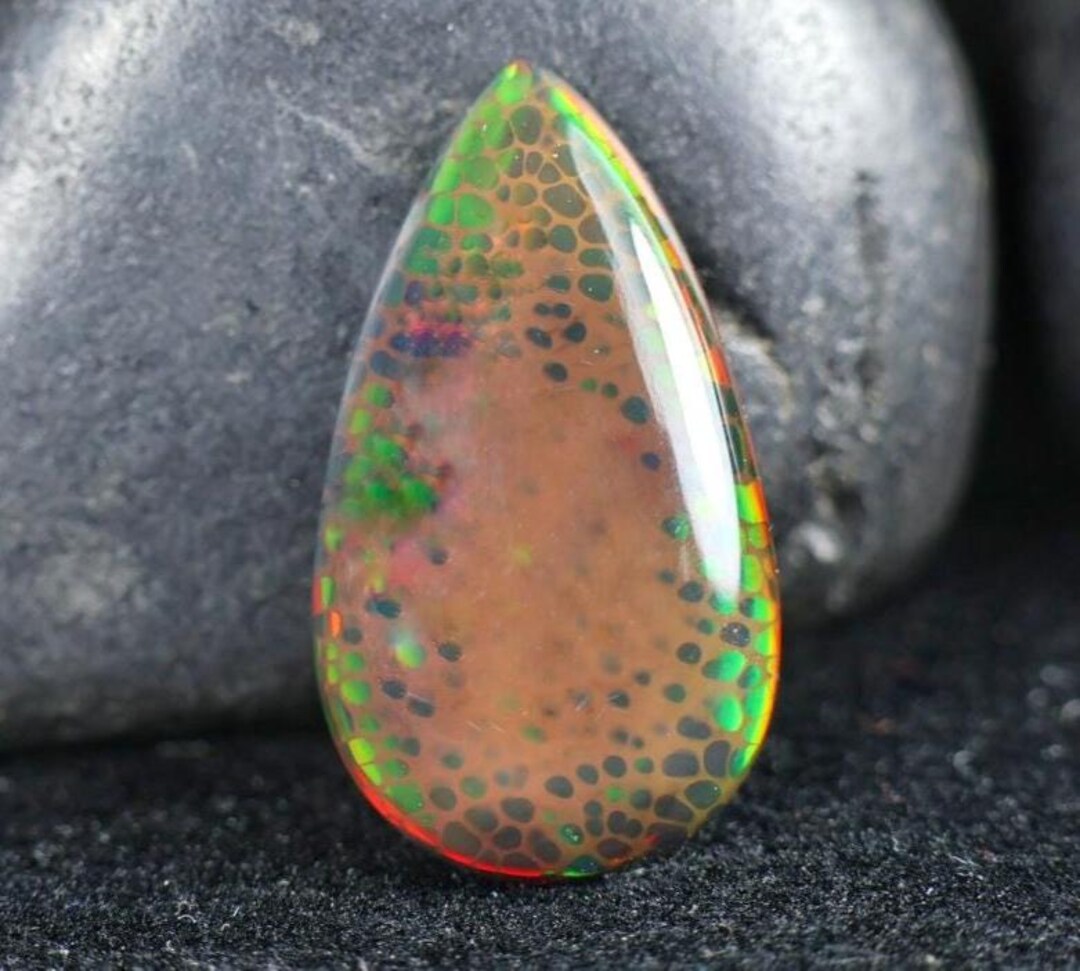 5.00 Crt, Natural Fire Pear Shape Honey Comb Loose Opal Stone Making ...