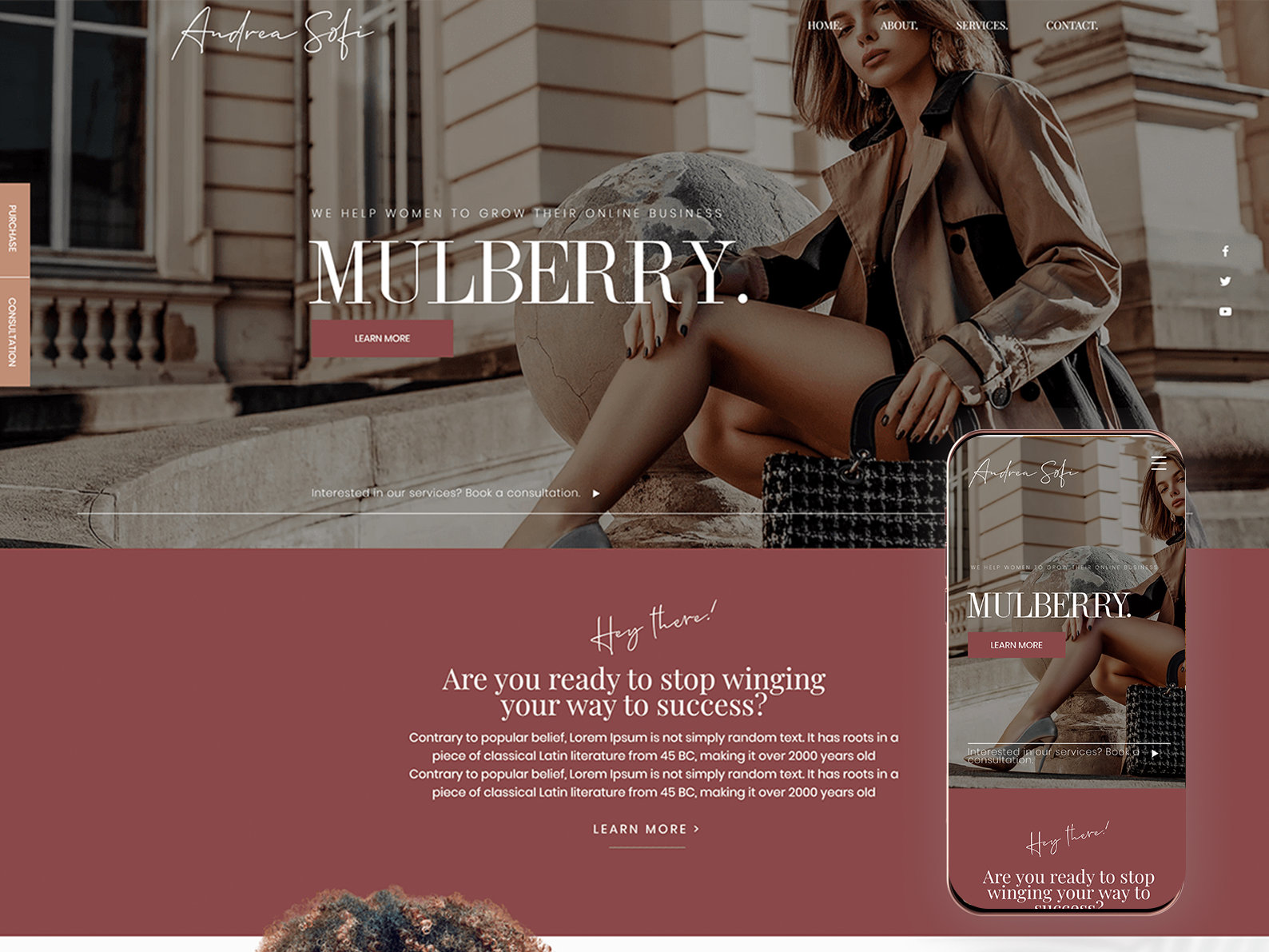 Mulberry Wix Template, Wix Blogger Theme, Coach Theme, Influencer, Fempreneur, Entrepreneur ...