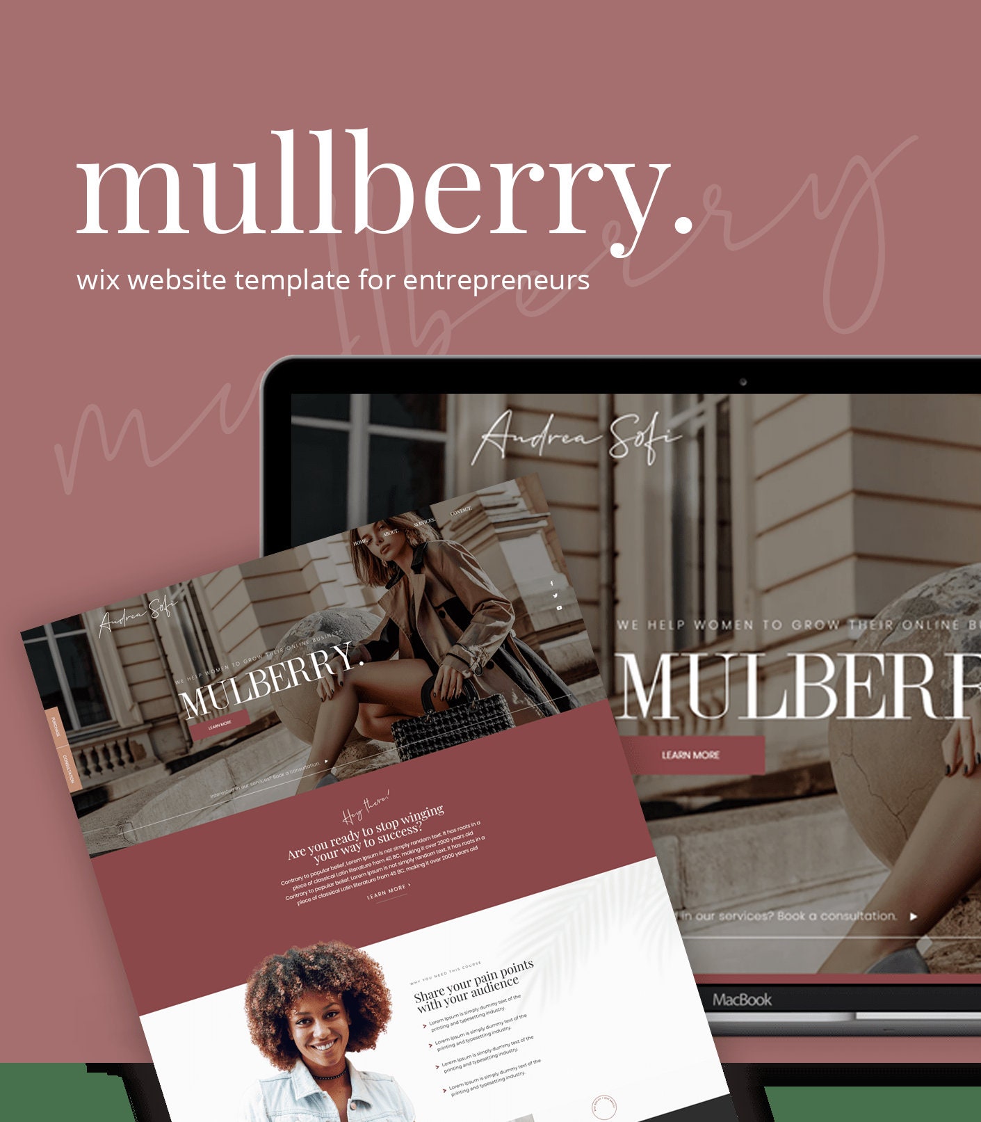 Mulberry Wix Template, Wix Blogger Theme, Coach Theme, Influencer, Fempreneur, Entrepreneur ...