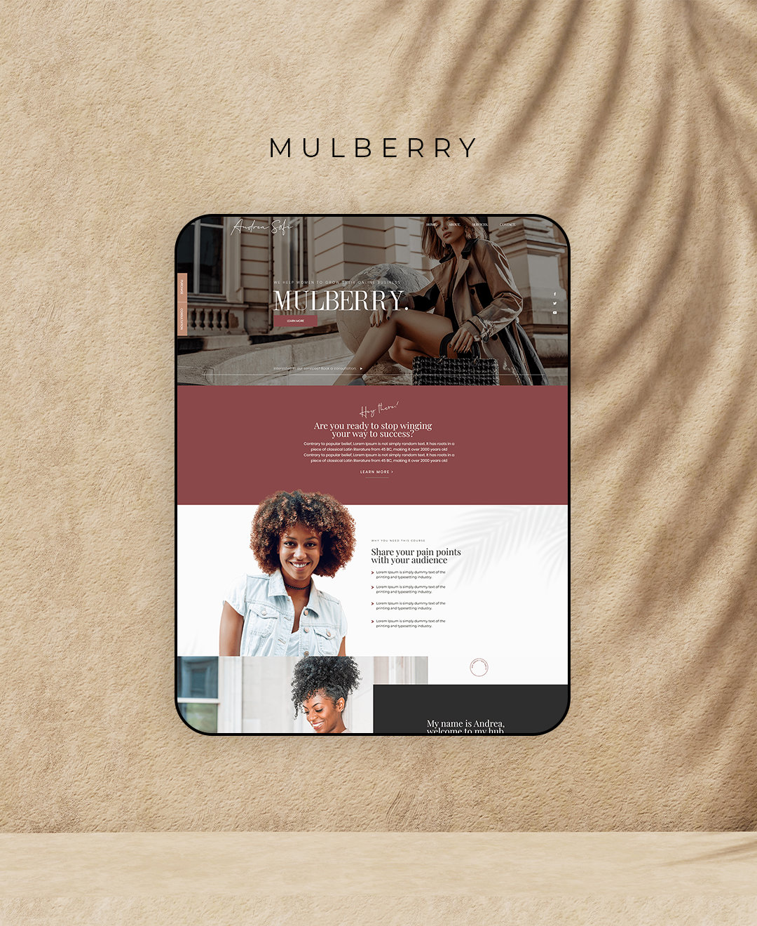 Mulberry Wix Template, Wix Blogger Theme, Coach Theme, Influencer, Fempreneur, Entrepreneur ...