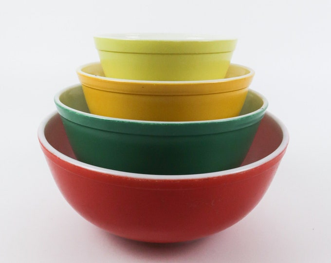 Vintage Pyrex Mixing Bowl Set, Fiesta Colors Bowls - Etsy