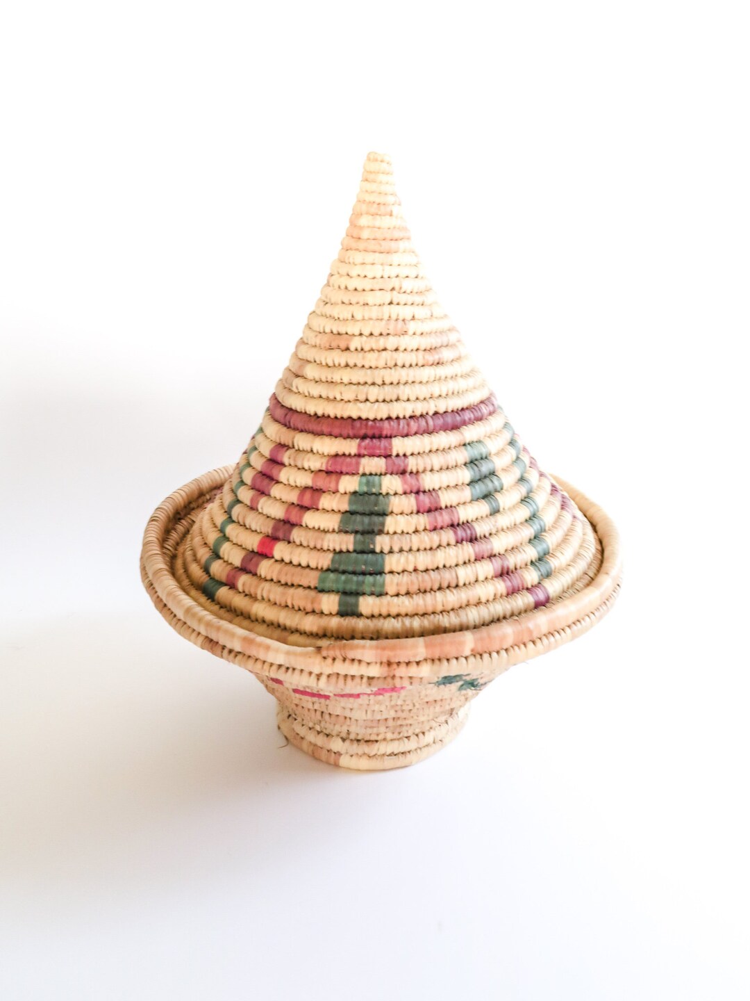 Woven Basket With Lid, Vintage Colorful Large Moroccan Basket - Etsy