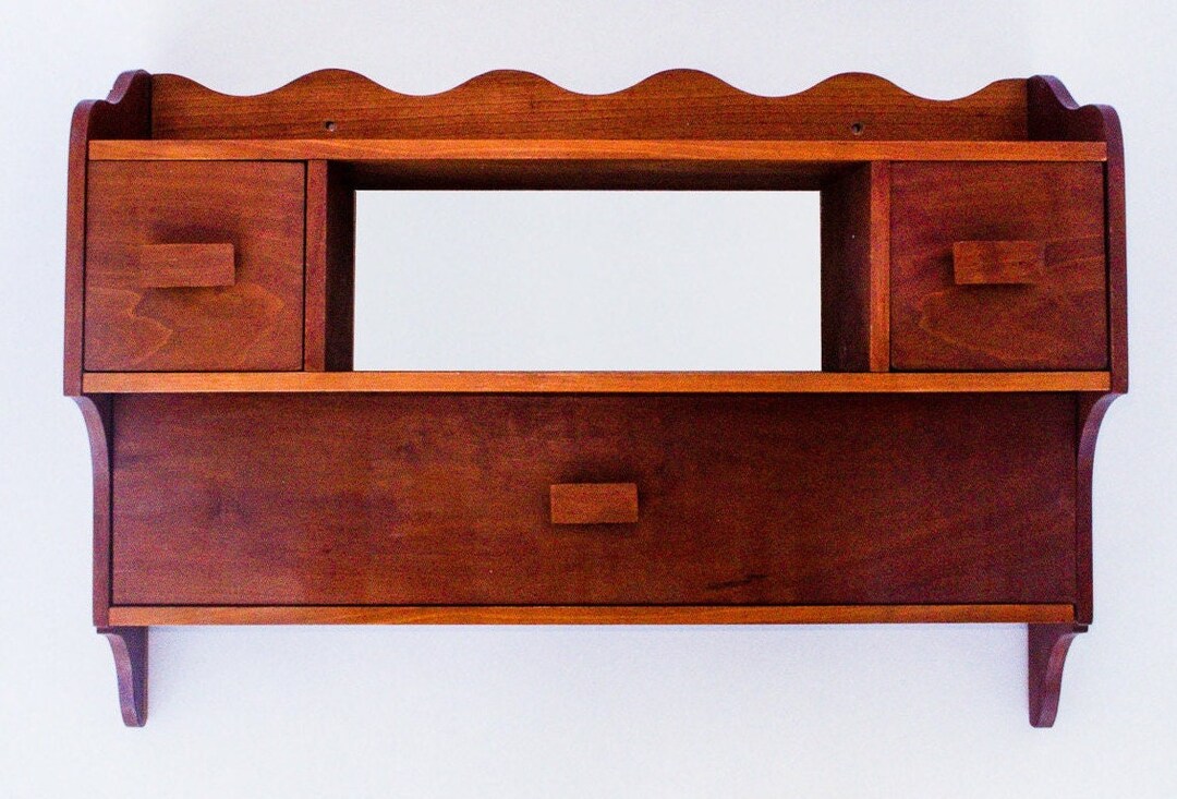 Vintage Wood Shelf Rack With Drawers, Retro Wall Decor - Etsy