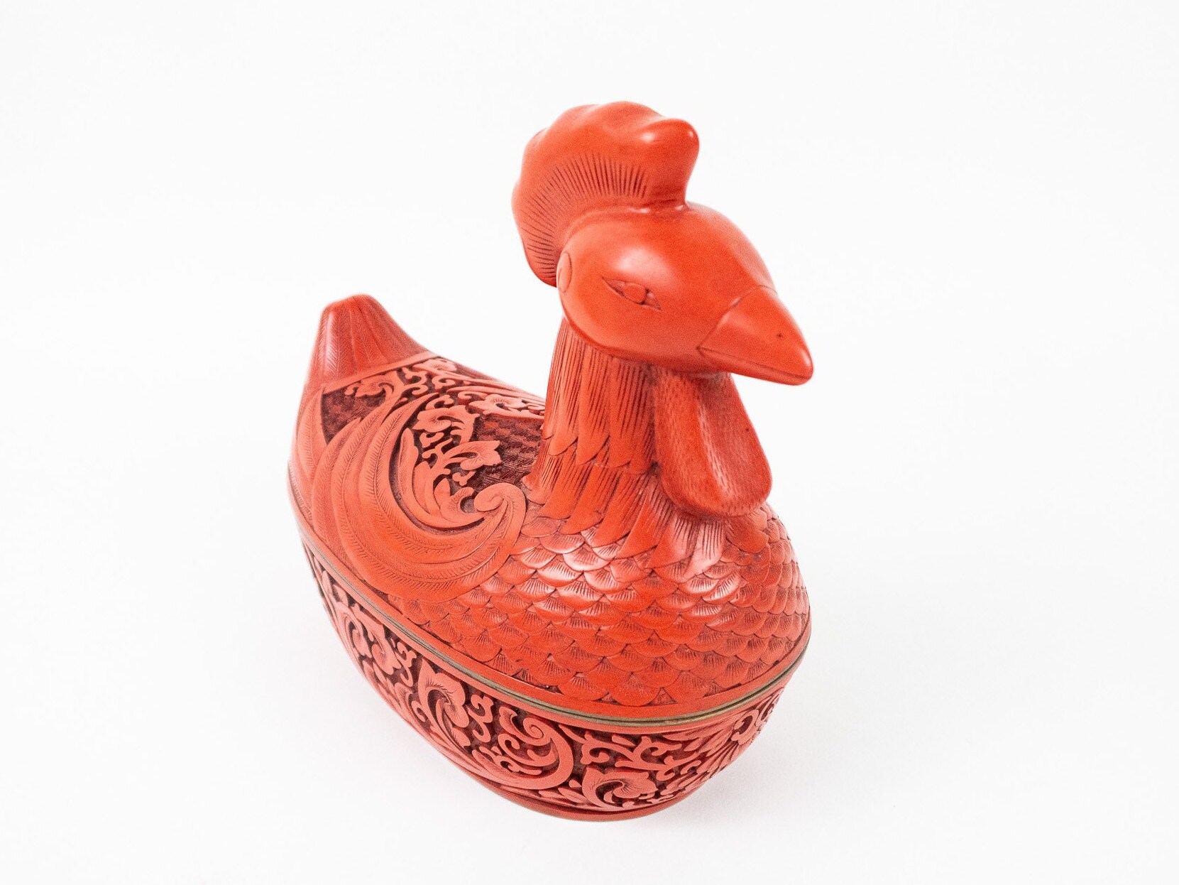 RARE Lacquer Rooster Box, Vintage Hand Carved Red Box, Farmhouse Decor ...
