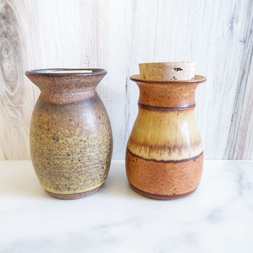 Handmade Farmhouse Jars , Vintage Ceramic Jars With Cork Lids - Etsy