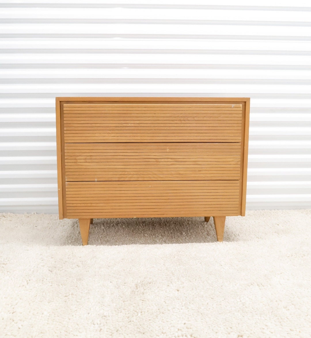Mid-century Modern Dresser, Vintage Slatted 3 Drawer Dresser, Solid ...