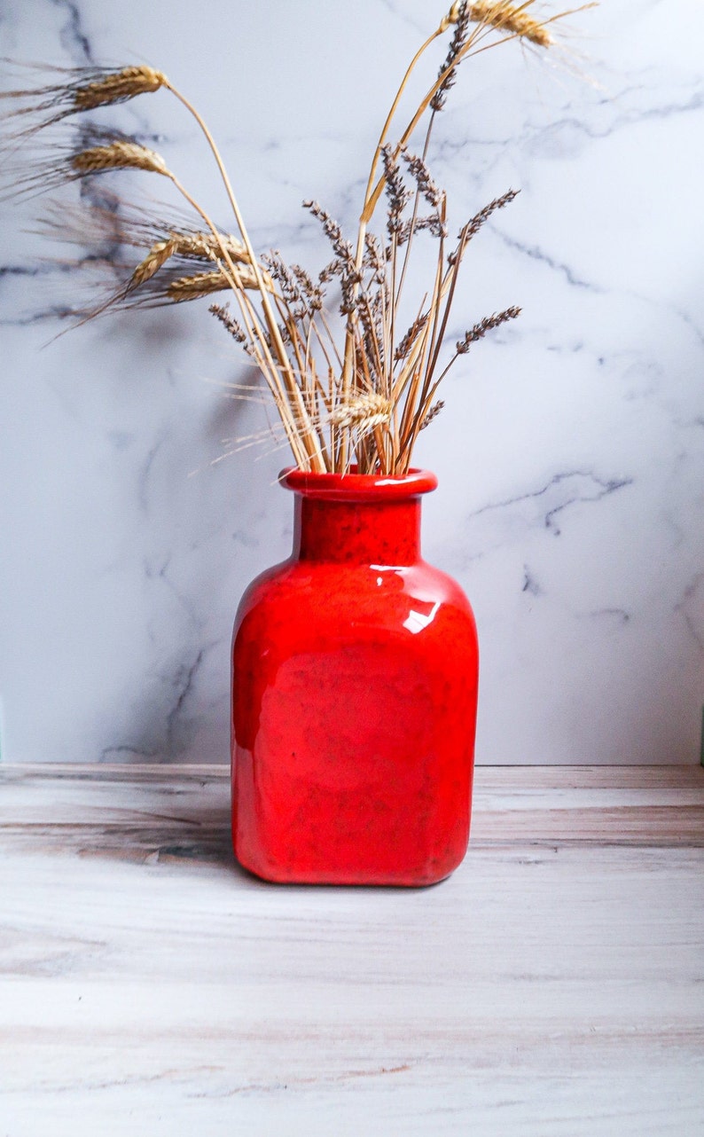 Marvelous Vintage Glowing Red Ceramics Italian Ceramic Vase - Etsy