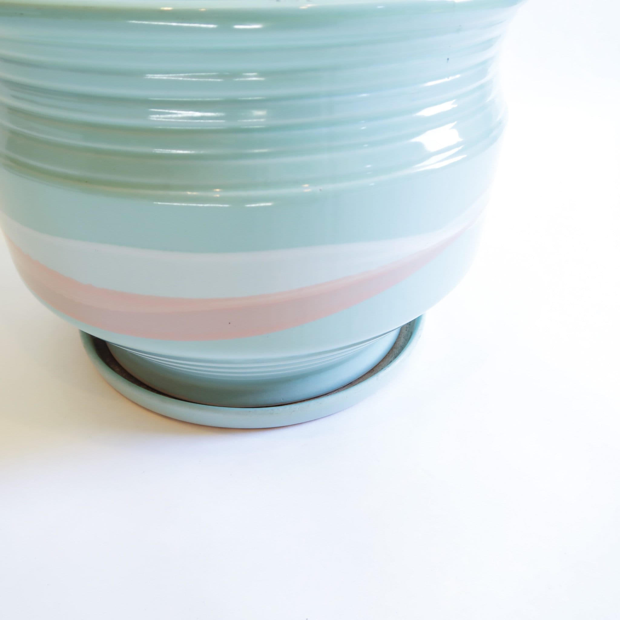 Large Plant Pot 90's, Retro Ceramic Planter, Vintage Teal and Pink Pot ...