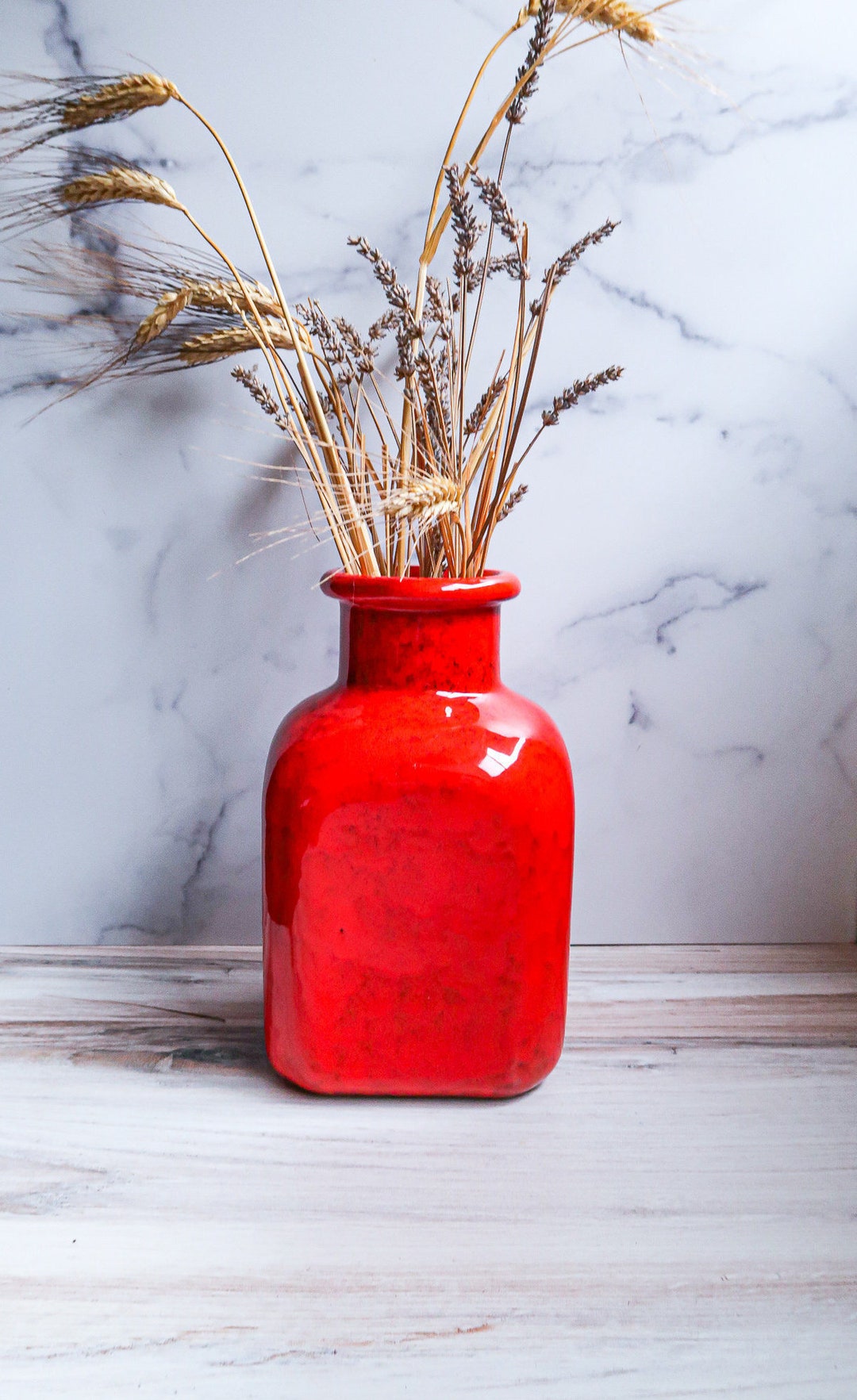 Marvelous Vintage Glowing Red Ceramics, Italian Ceramic Vase, Retro ...