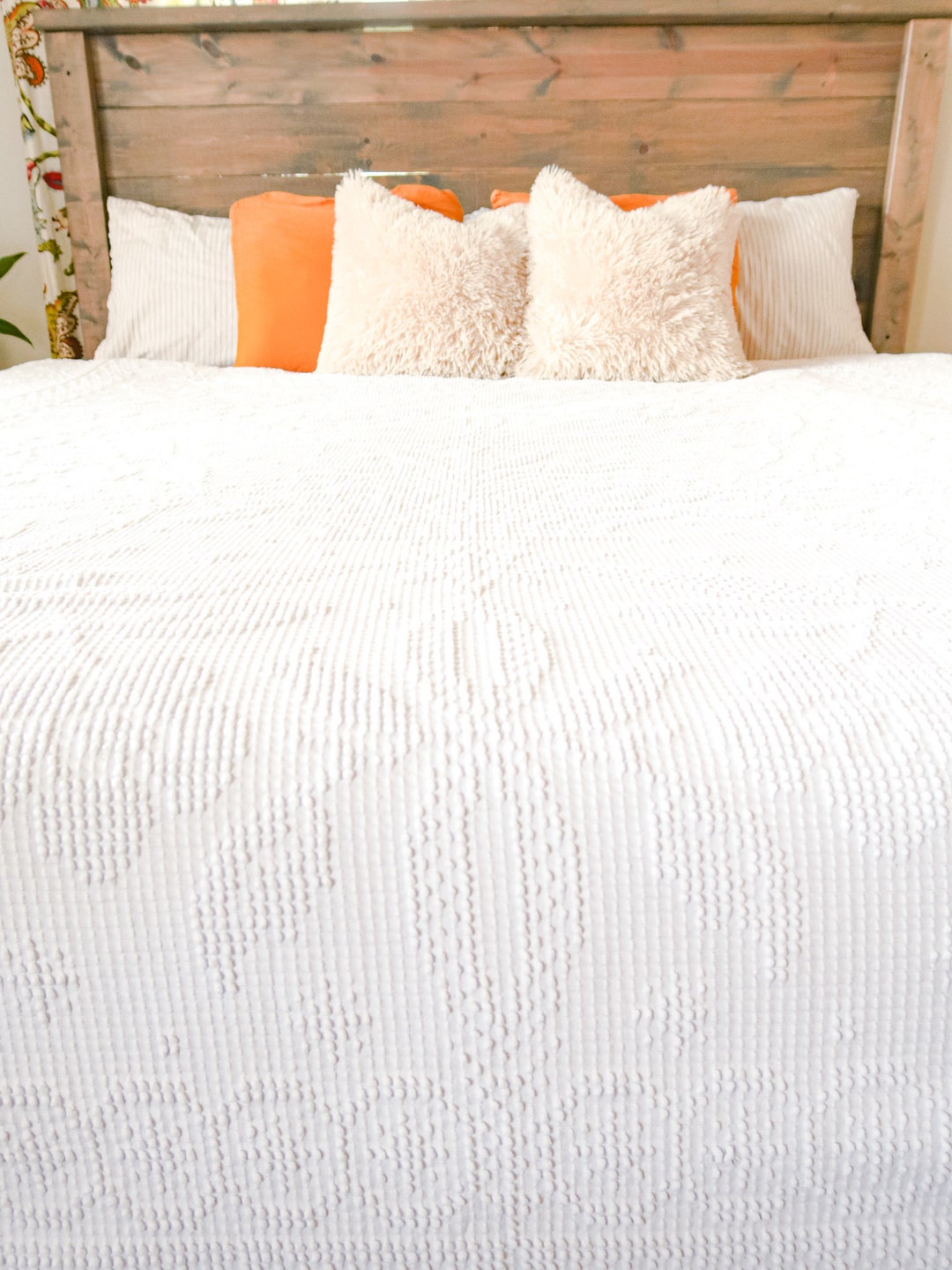 Vintage Chenille Bed Throw: Nubby Rustic Blanket (104" L X 88" W) - Etsy