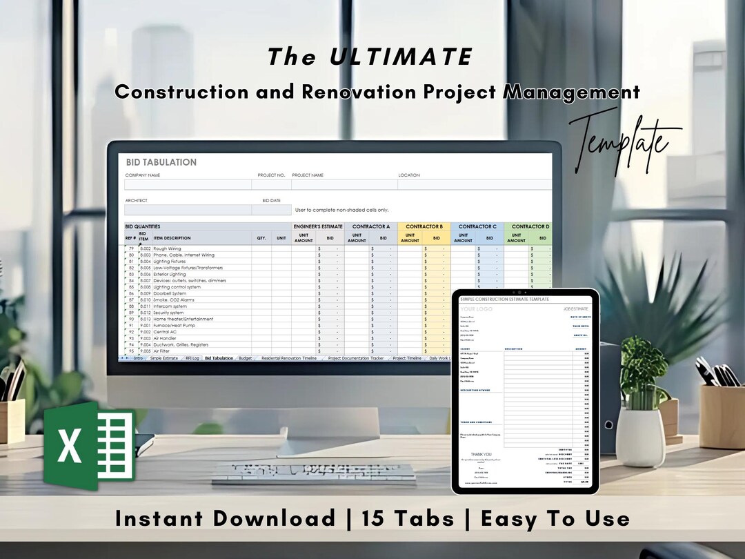 The ULTIMATE Construction and Renovation Project Management Template - Etsy