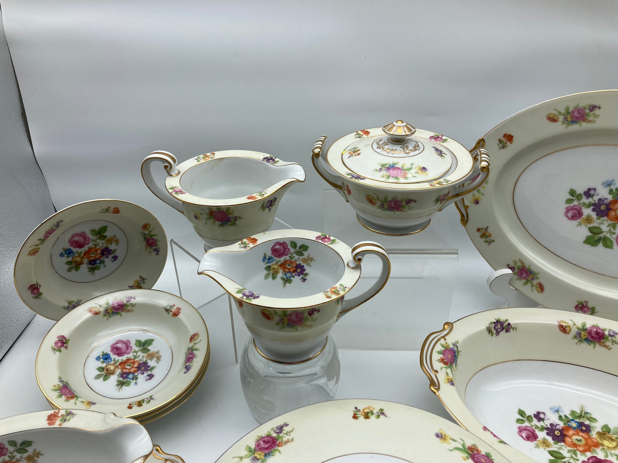 Vintage Set of 22 Noritake Rose China Dinnerware & Serveware Pieces - Etsy