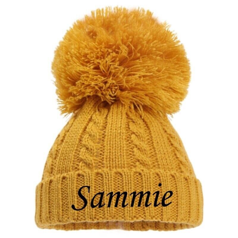 Personalised BABY Single POM POM Hat Ribbed Knitted Winter Hat - Etsy UK