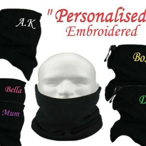 PERSONALISED Name Initial Snood Neck Warmer Scarf Tube Fleece Workwear ...