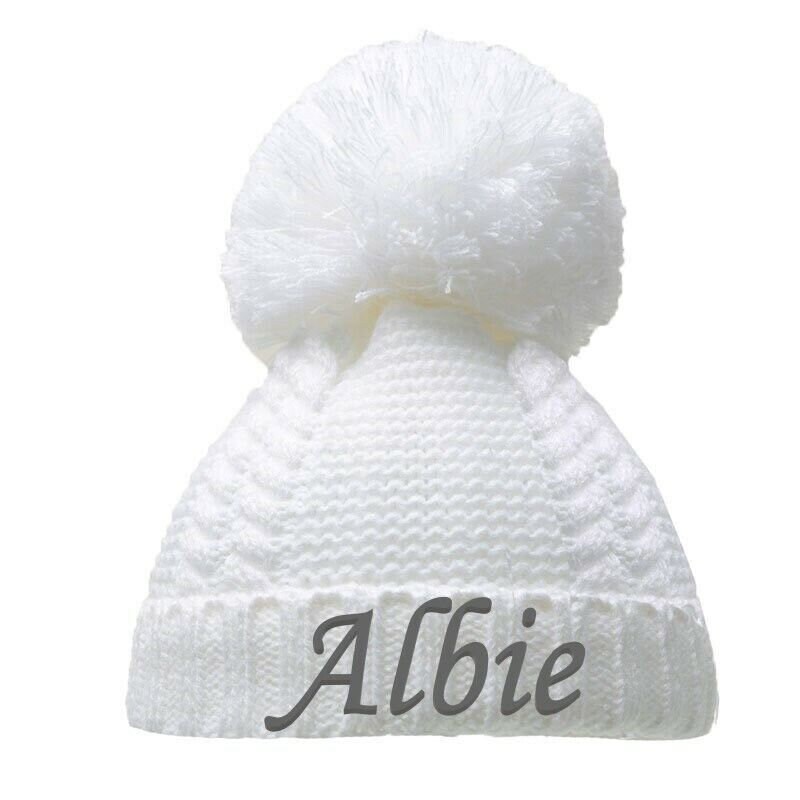 Personalised BABY Single POM POM Hat Ribbed Knitted Winter Hat - Etsy UK