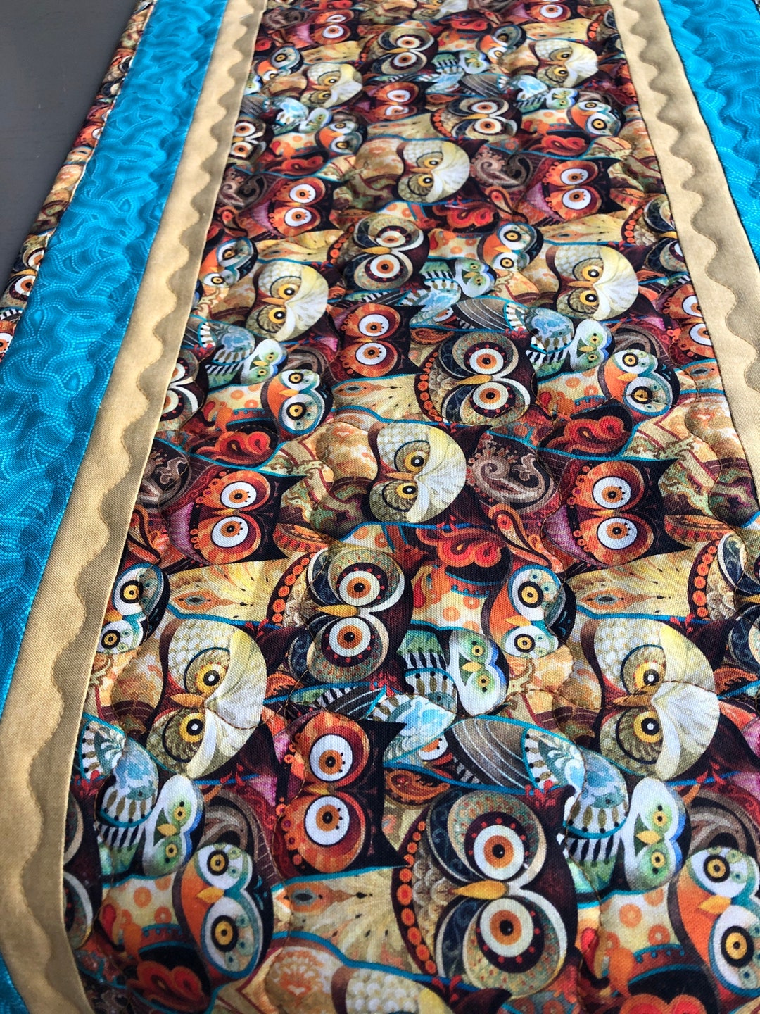 Owl Table Runner; Nature Table Runner; Bird Table Runner; Approx 47”x14 ...