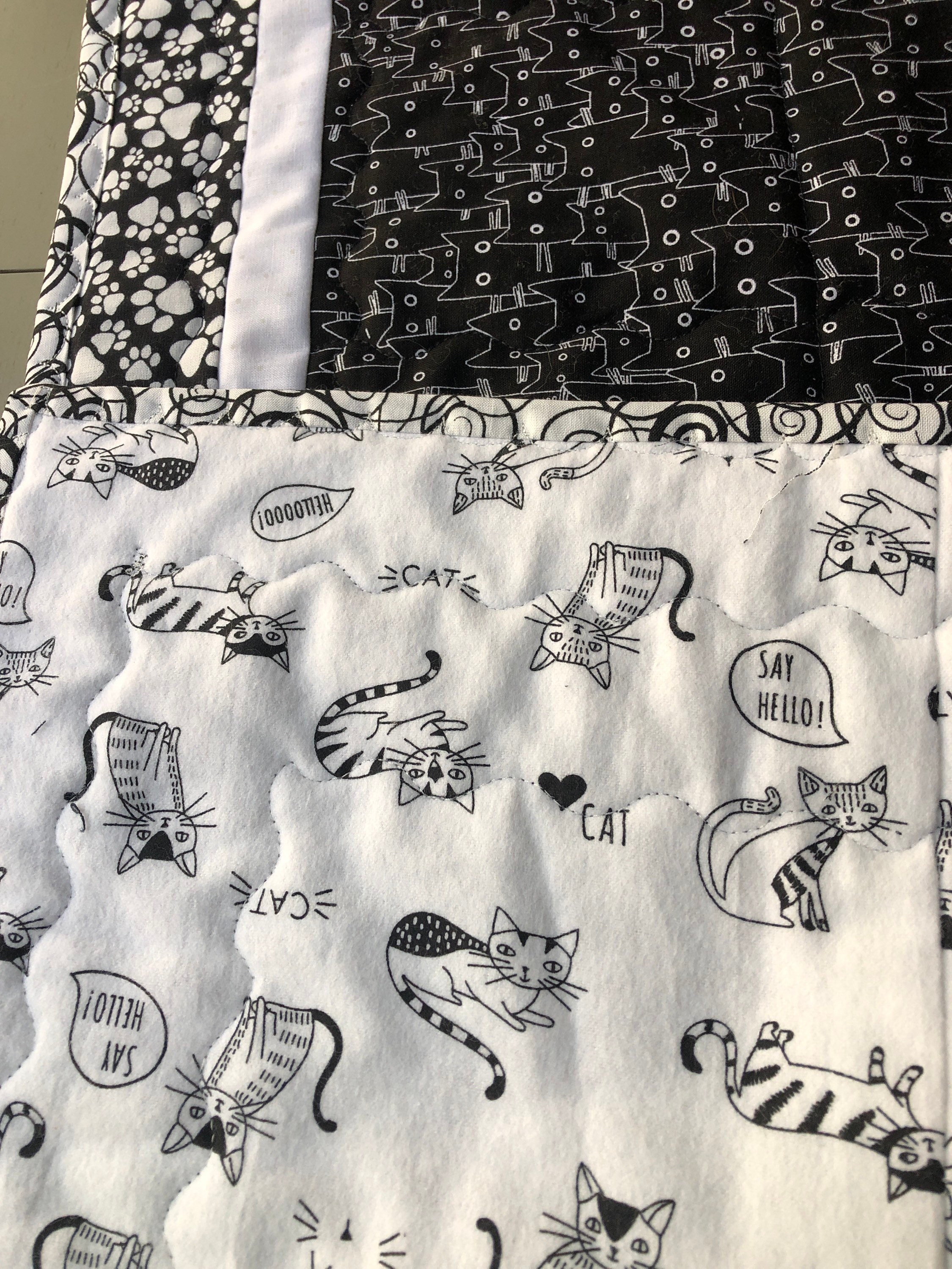 Cat Table Runner Feline Table Runner Black and White Cat - Etsy