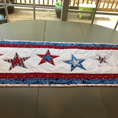 4th of July Independence Day Table Runner USA Embroidered - Etsy