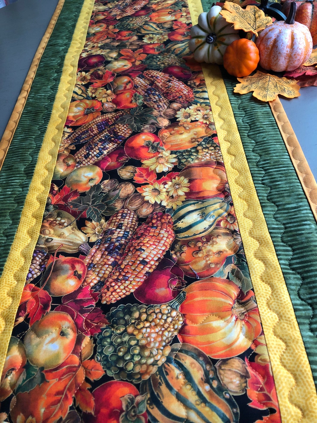 Fall Harvest Machine Quilted Table Runner; Thanksgiving Table Runner ...