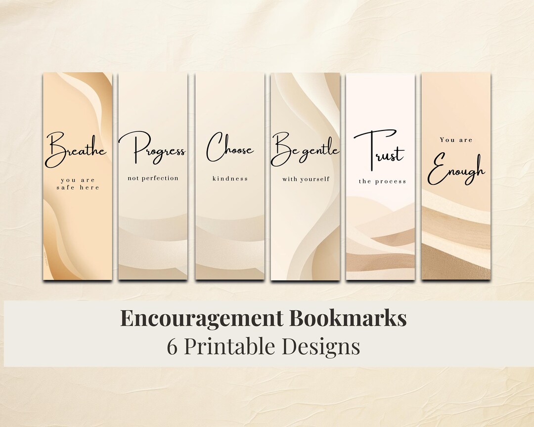 Minimalist Encouragement Bookmarks Printable | Neutral Quote Bookmark ...