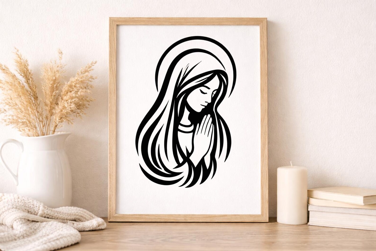 Virgin Mary SVG Portrait | Holy Mary Art Design | Catholic Cricut File ...