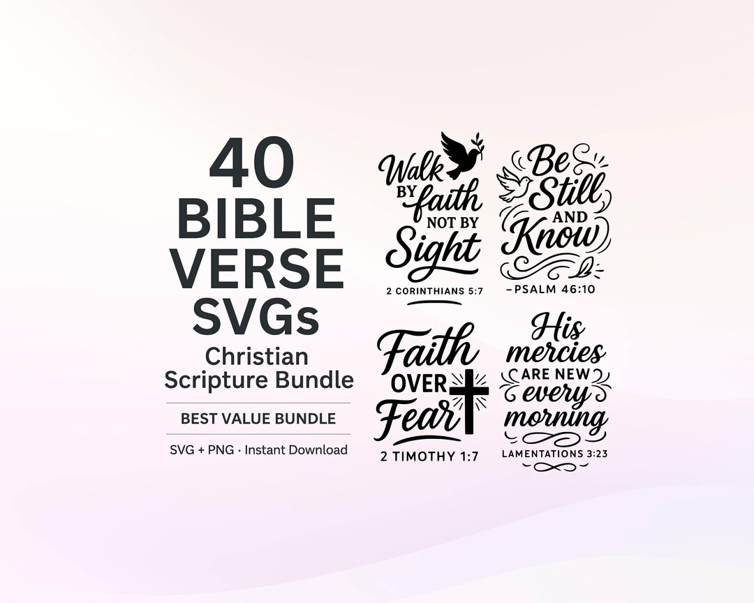 Bible Verse SVG Bundle 40 Designs – Christian Scripture Svgs for Shirts ...
