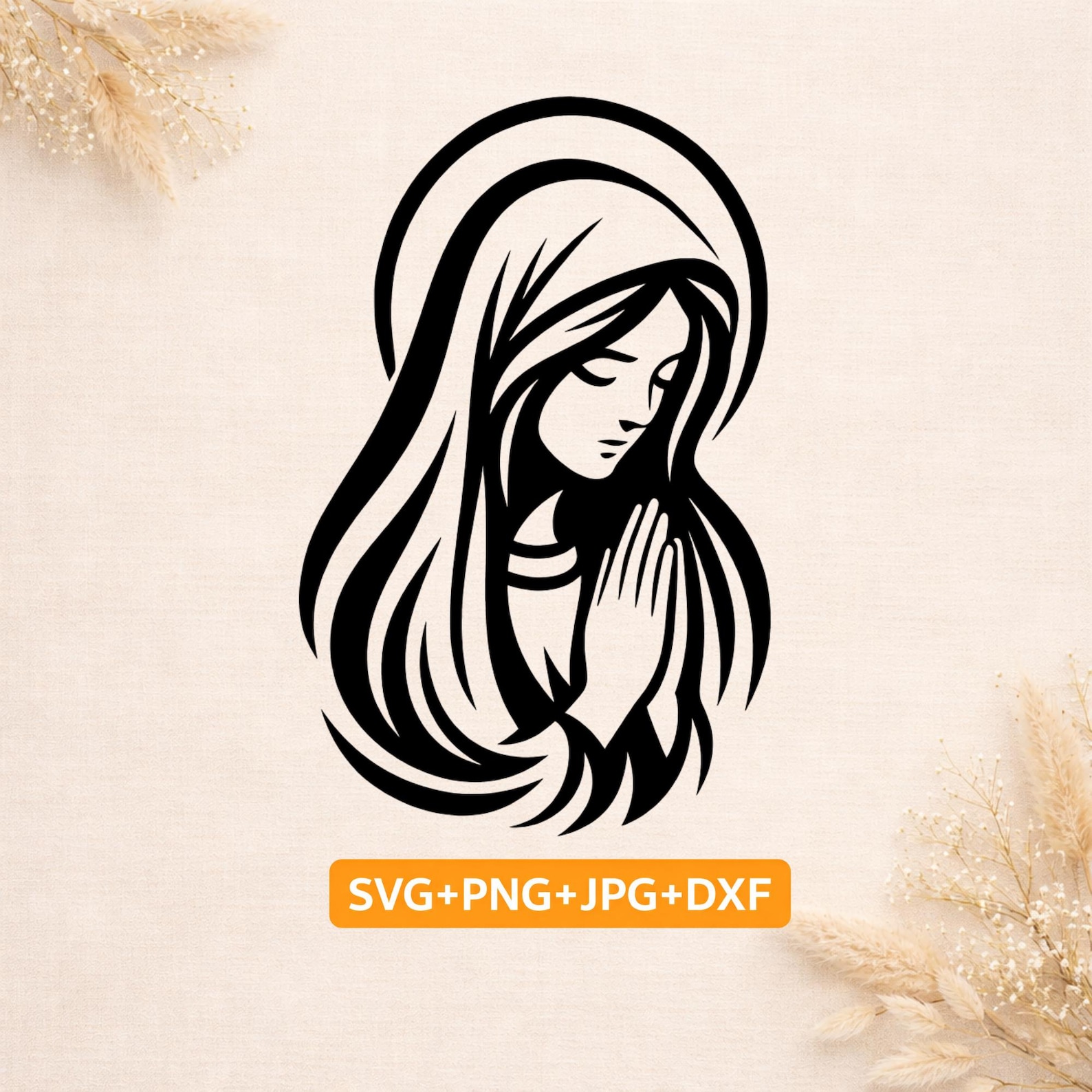 Virgin Mary SVG Portrait | Holy Mary Art Design | Catholic Cricut File ...