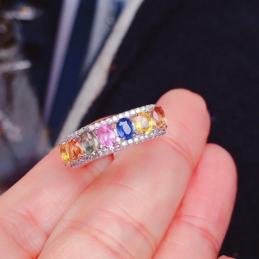 Natural Multi-color Sapphire Ring, Stacking Stacktable, September ...