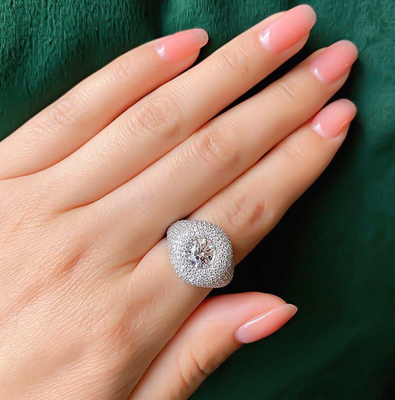 Ins Micro-inlay Diamond Ring Created Gemstone Sterling - Etsy