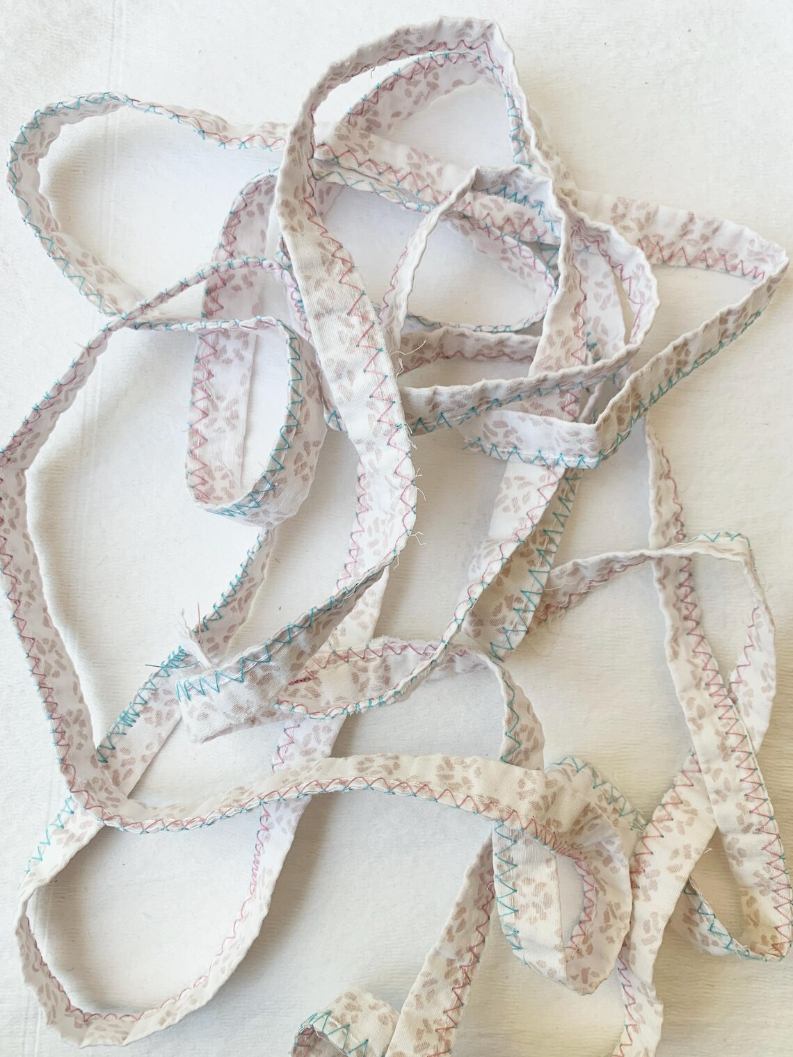 Ribbon Handmade Boho Fabric Rag Ribbon Light Pink Floral Zig Zag ...