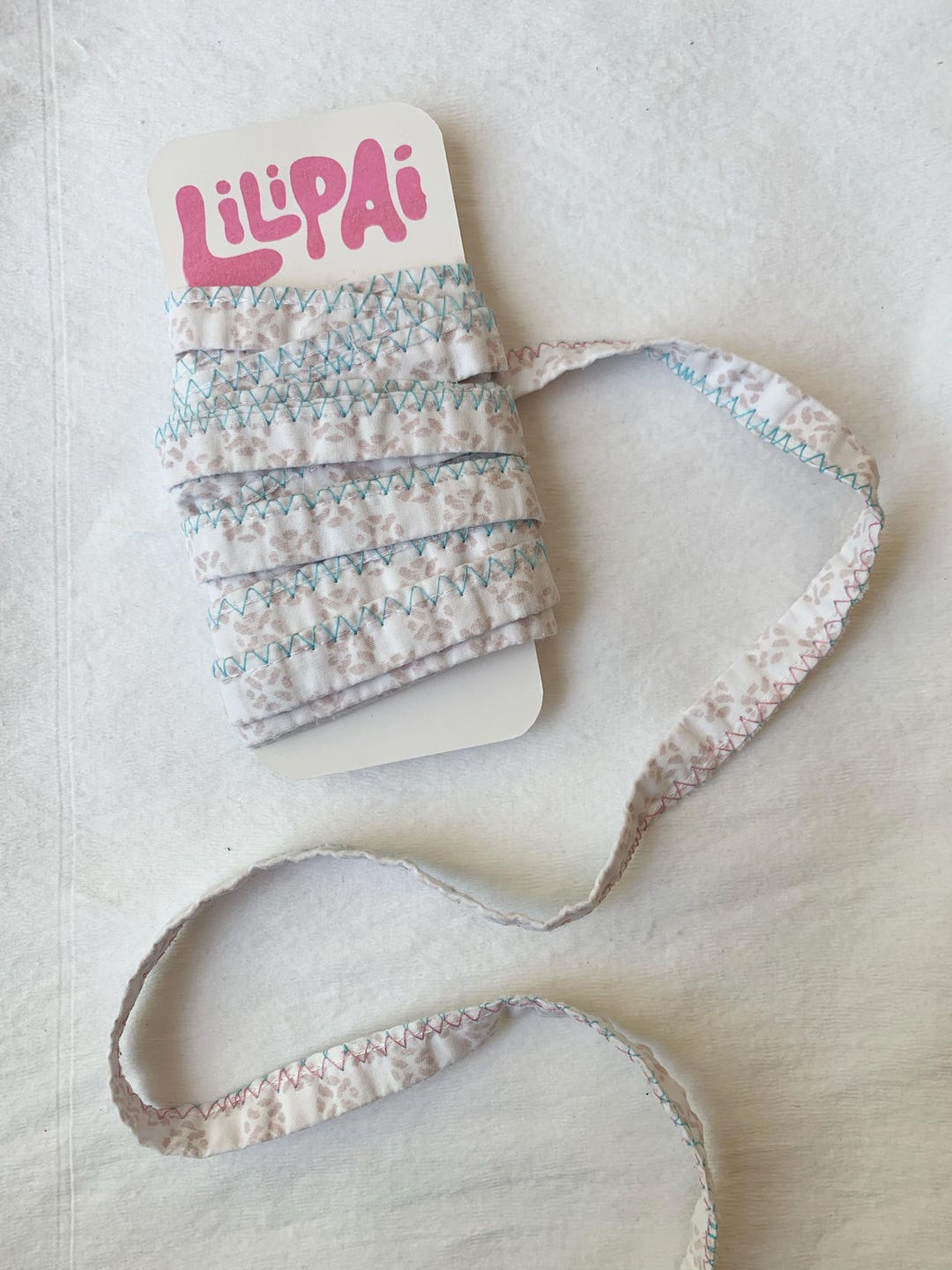 Ribbon Handmade Boho Fabric Rag Ribbon Light Pink Floral Zig Zag ...