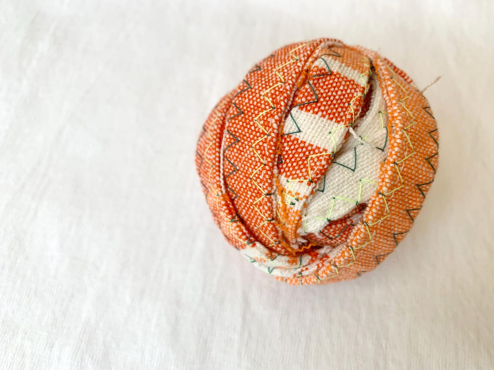 Ribbon Handmade Boho Fabric Rag Ribbon Retro Orange Stripe Upcycled ...